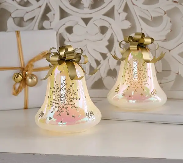 VALERIE PARR HILL As Is Set Of 6.5' Iridescent Glass Bells Valerie