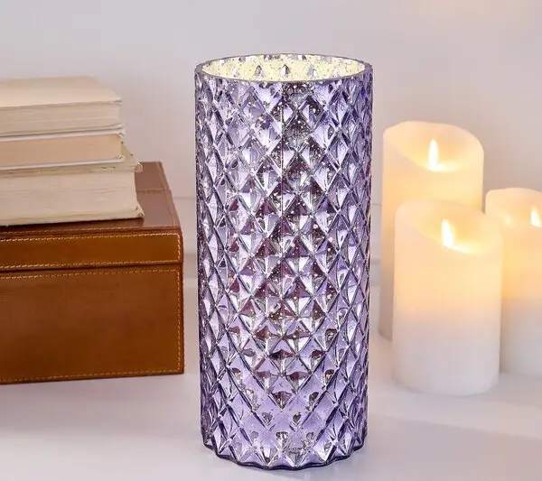 VALERIE PARR HILL As Is 11' Illum Diamond Glass Hurricane Valerie