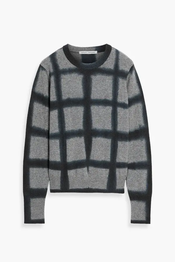 Autumn Cashmere Checked Cashmere Sweater - Gray