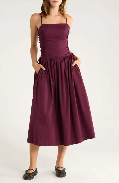 Damson Madder Angelina Organic Cotton Sateen Dress In Fig - 55% Off |  Editorialist