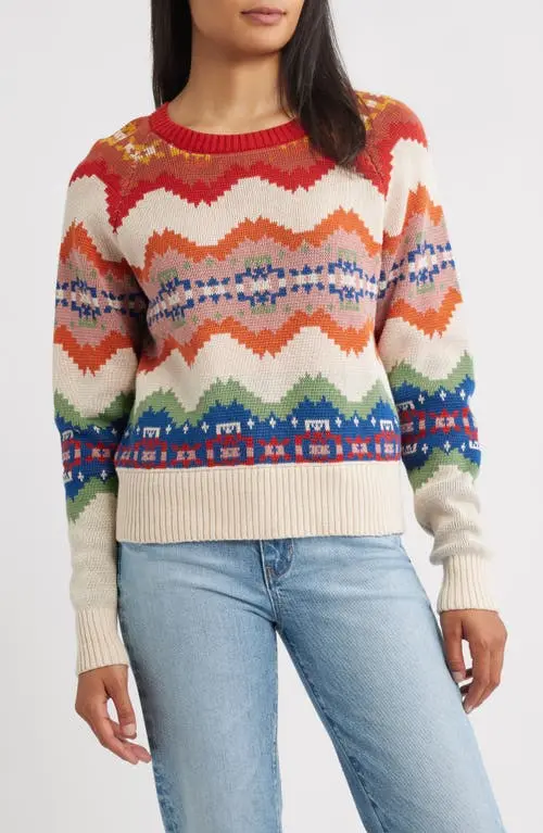 Pendleton Cotton Raglan Sleeve Sweater - Ecru Harding Stripe