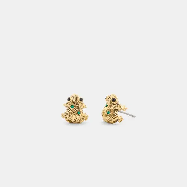 Coach Brushed Frog Stud Earrings