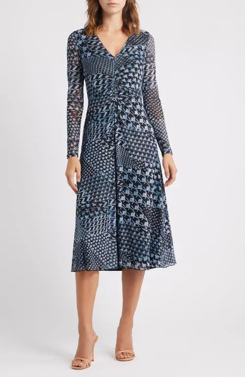 Eliza J Mixed Print Midi Dress