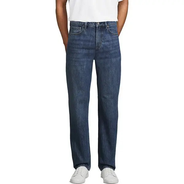 LANDS' END Rigid Comfort Waist Classic Fit Jeans - Medium Glacier Wash