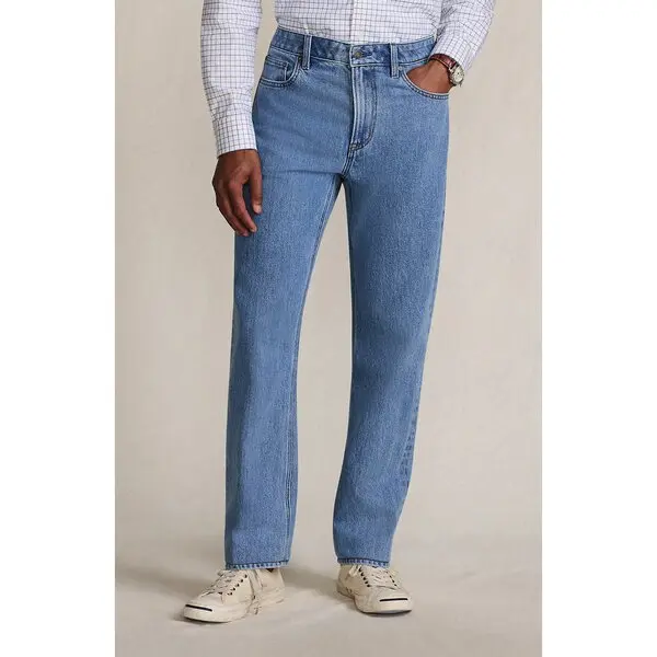 LANDS' END Rigid Comfort Waist Classic Fit Jeans - Medium Stonewash