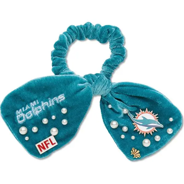 Lele Sadoughi X Nfl Miami Dolphins Bow Scrunchie