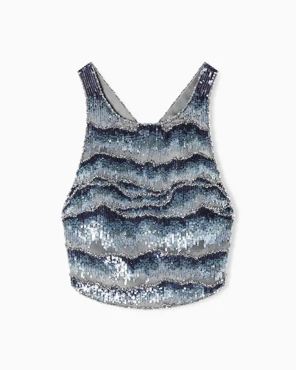 Giorgio Armani Embroidered Silk Top - Patterned