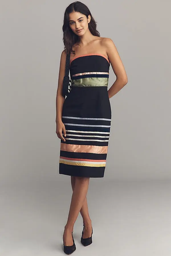 Anthropologie Strapless Poplin Midi Dress