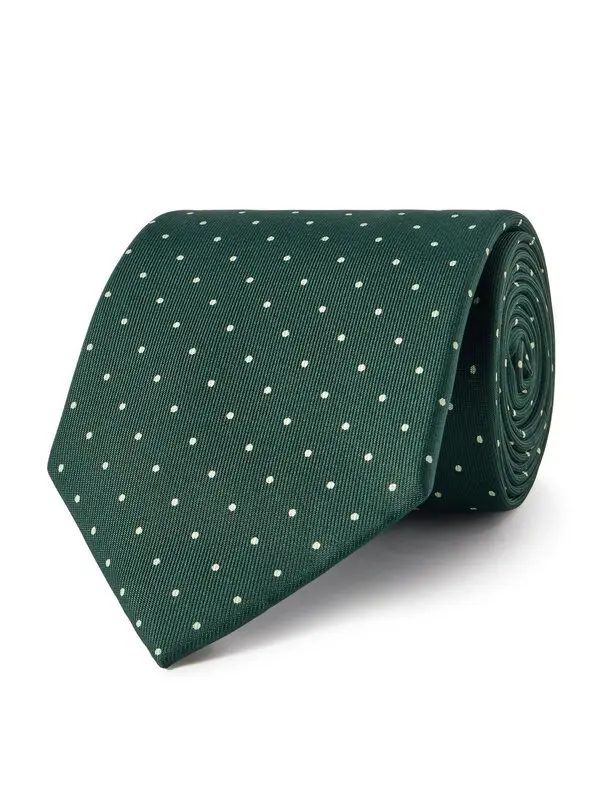 Dunhill 9.5cm Polka-dot Silk-jacquard Neck Tie - Blue