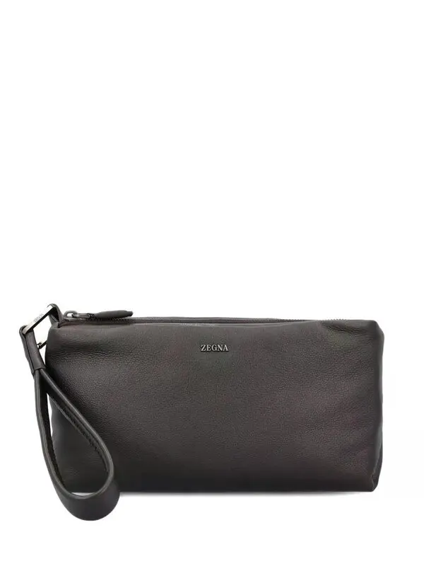 Zegna Leather Zip-fastening Clutch - Grey