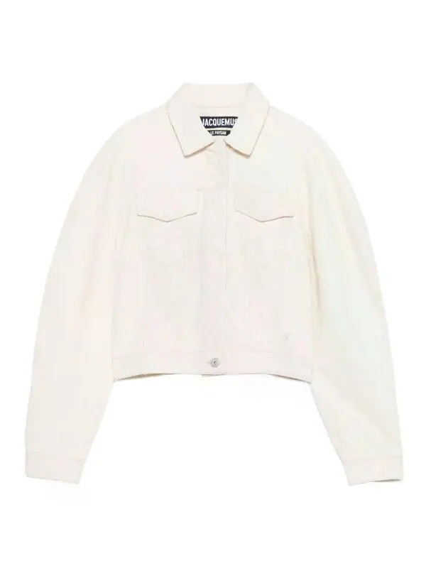Jacquemus Le Ovalo De-nîmes Cropped Jacket - Neutrals