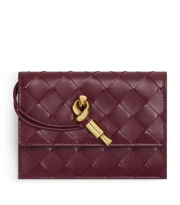 Bottega Veneta Leather Andiamo Bifold Card Holder - Red