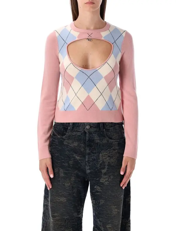 Diesel Argyle Long Sleeve Sweater - Rose Multi