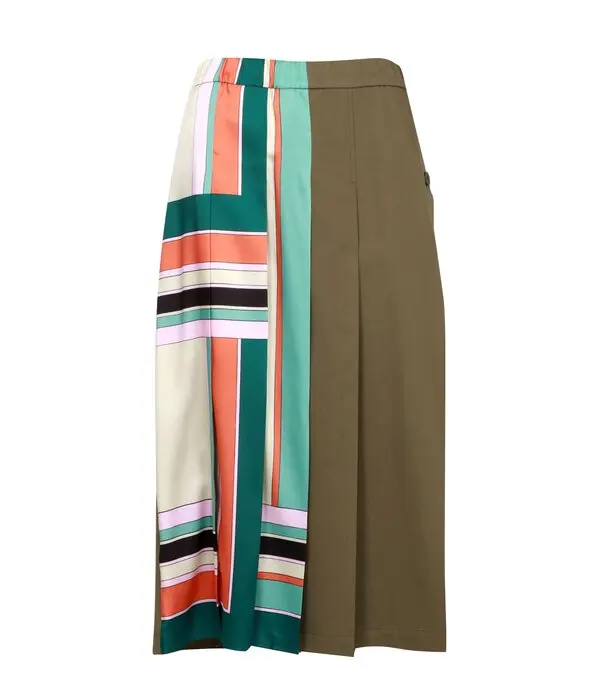 Max Mara Plain-colored Cotton Gabardine Midi Skirt