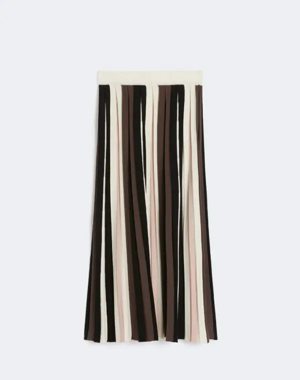 Max Mara Striped Pleated Maxi Skirt - Multicolour