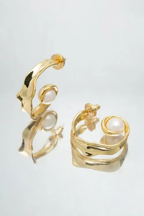 CLASSICHARMS Natalie Molten Sculptural Hoop Earrings - Gold
