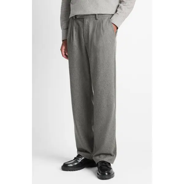Vince Double Pleated Wool Blend Flannel Suit Pants