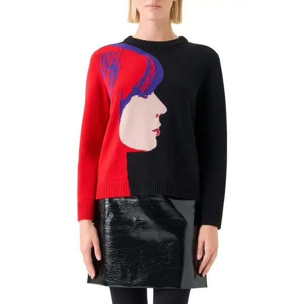 Akris Francoise Hardy Intarsia Virgin Wool & Cashmere Sweater