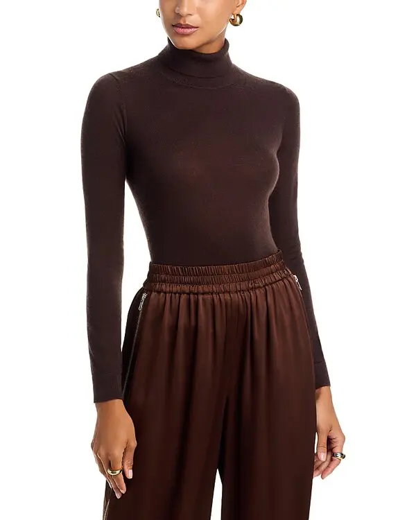 Co Long Sleeved Cashmere Turtleneck Top - Chocolate