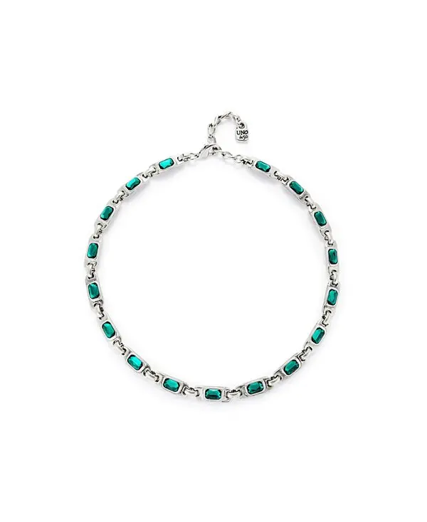 UNODE50 Sterling Silver-plated Necklace With Crystal - Silver/green
