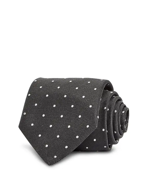 Hugo Boss Silk Classic Dot Tie - Open Grey