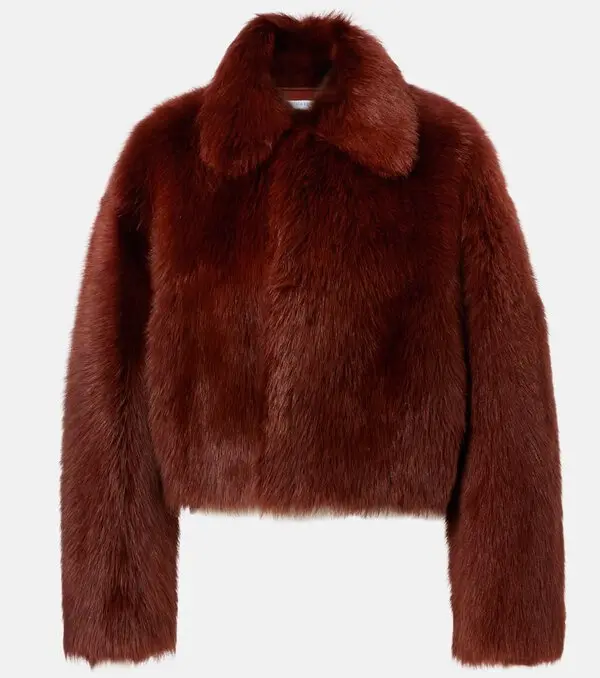 Bottega Veneta Cropped Shearling Jacket - Brown