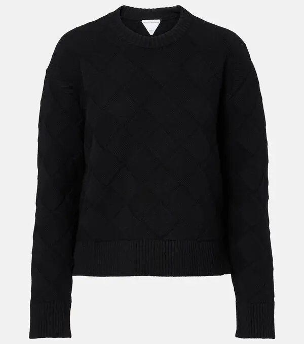 Bottega Veneta Intreccio Wool-blend Sweater - Black