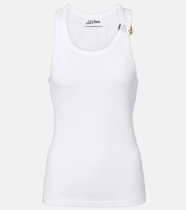 Jean Paul Gaultier Piercing Cotton Jersey Tank Top - White