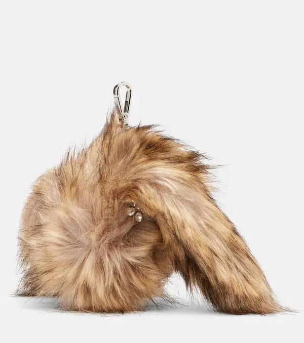 Simone Rocha Embellished Faux Fur Coin Purse - Brown