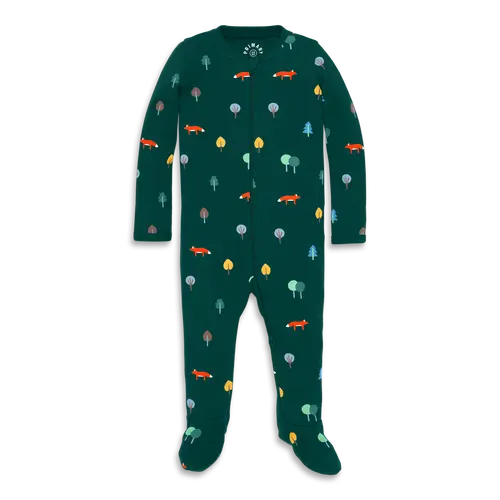 PRIMARY Baby Organic Zip Footie - Ivy Primary Forest