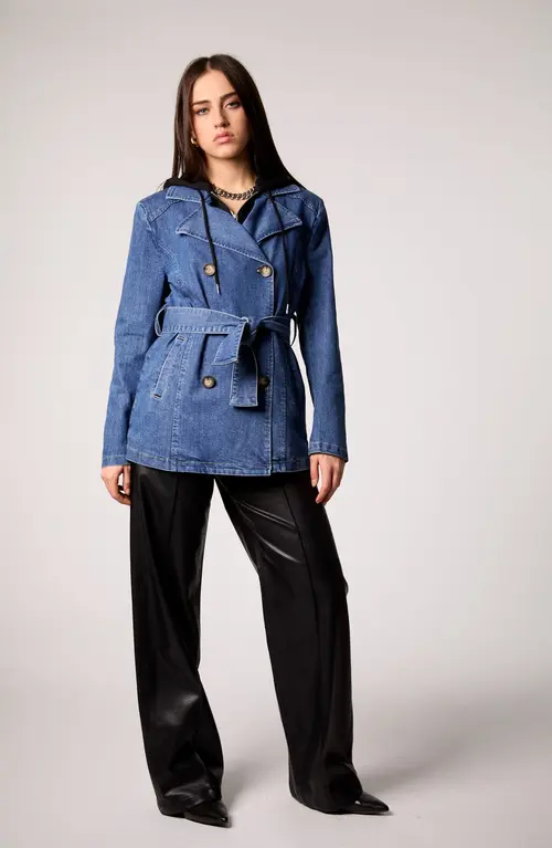 BLUE REVIVAL Gracie Trench Coat With Removable Hoodie