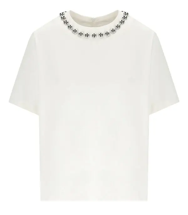 Essentiel Antwerp Cotton T-shirt With Embellishments - White