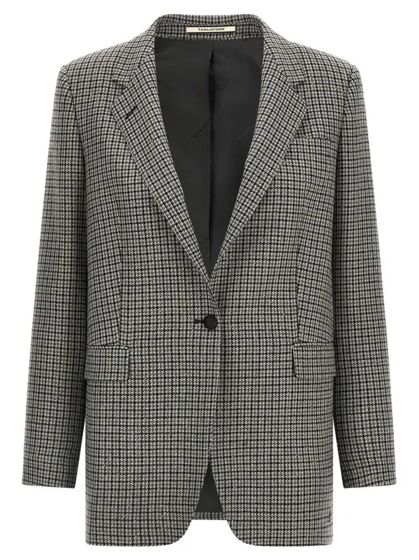 Tagliatore Houndstooth Wool-blend Blazer - Gray