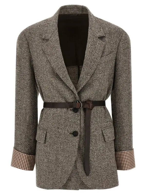 Brunello Cucinelli Belted Wool Blazer