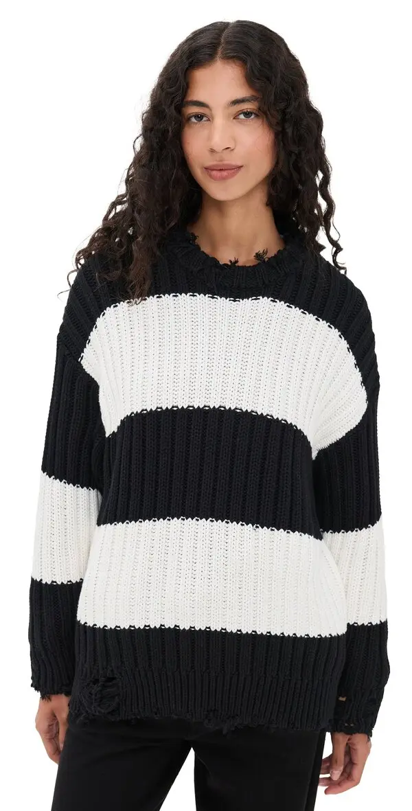 Denimist Oversized Striped Ribbed Sweater