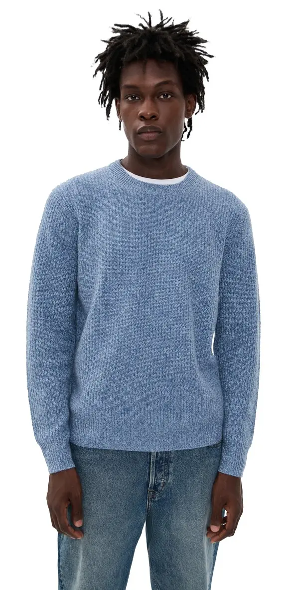 ALEX MILL Jordan Sweater In Washed Cashmere - Marled Stonewash