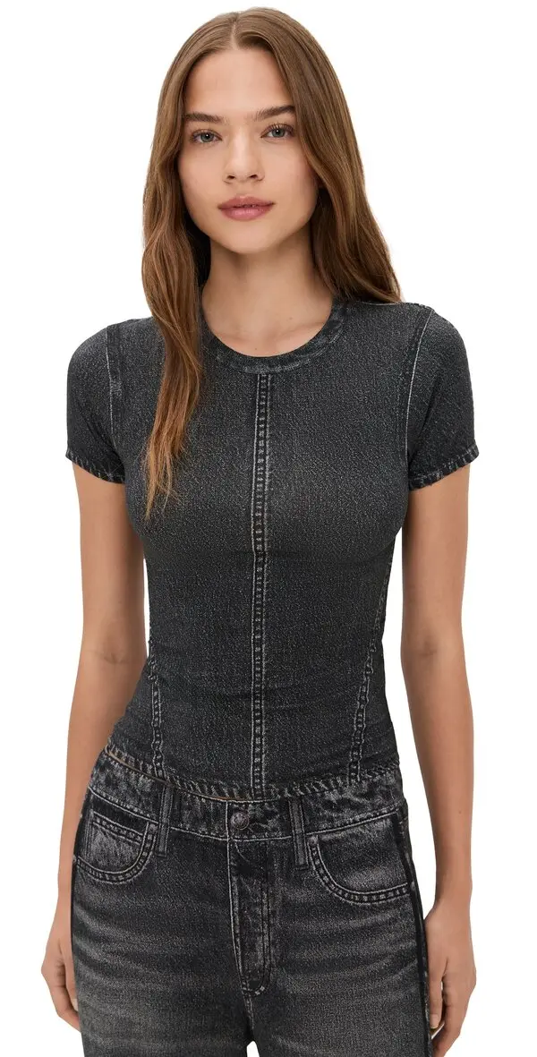 Rag & Bone Miramar Jersey Baby Tee - Washed Black
