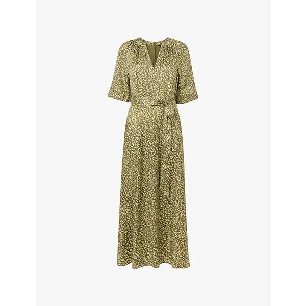 Whistles Leopard-print V-neck Midi Dress - Multi-coloured