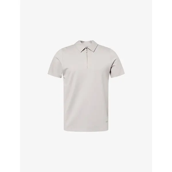 BELIER Premium Logo-plaque Jersey Polo Shirt - Pebble