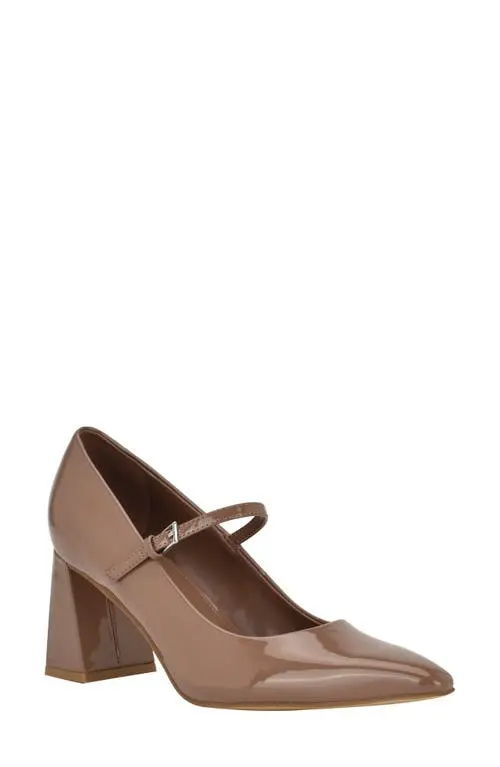 Calvin Klein Naprina Pointed-toe Mary Jane Pumps - Light Brown Patent