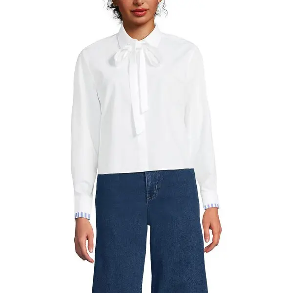 LANDS' END Easy Care Bow Blouse - White