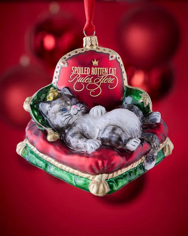 JOY TO THE WORLD COLLECTIBLES A Spoiled Rotten Cat Rules Here Christmas Ornament