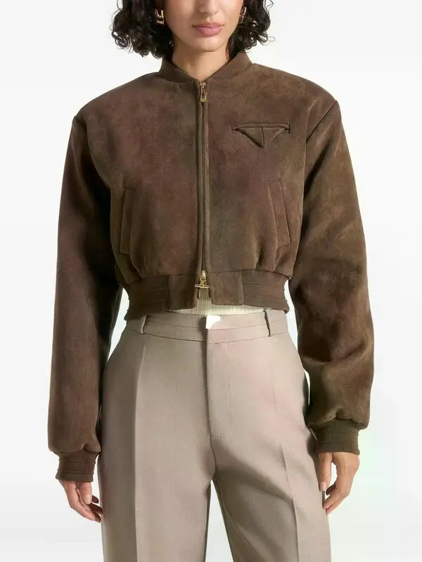Manière De Voir Monique Wide-shoulder Bomber Jacket - Brown