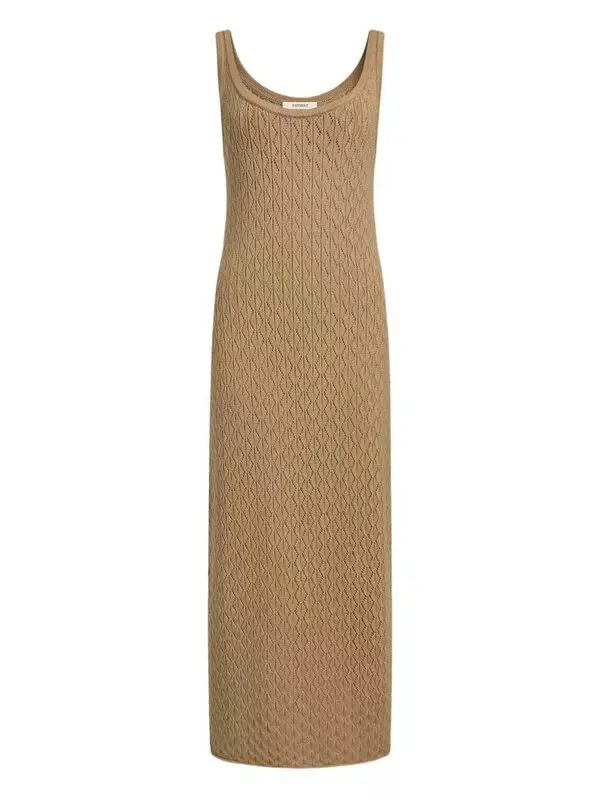 12 STOREEZ Knit Diamond-pattern Maxi Dress - Brown