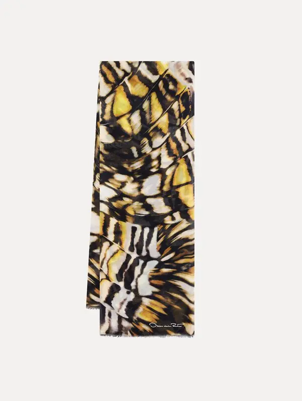 Oscar De La Renta Abstract Butterfly Modal Cashmere Scarf - Multi