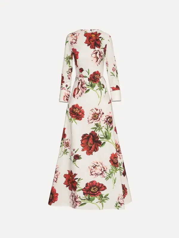 Oscar De La Renta Peony Printed Cotton Poplin Dress - Multi