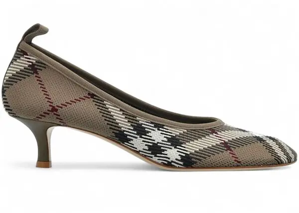 Burberry Check Knit Square Toe 45mm Pumps