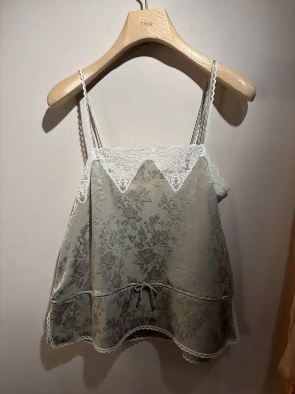 Chloé Green Top With Lace Trim