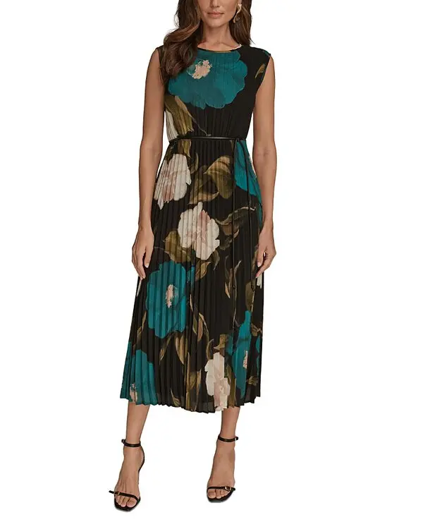 Donna Karan New York Chiffon Pleated Midi Dress