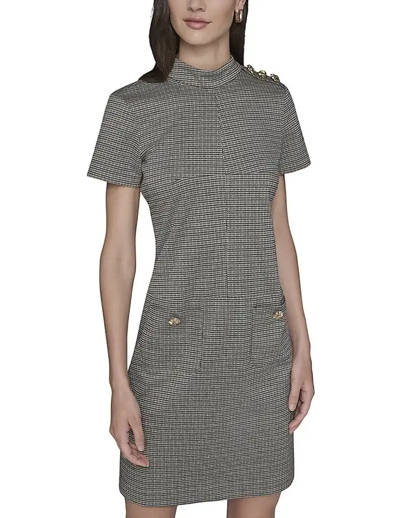 Karl Lagerfeld Paris Houndstooth Print Mini Dress